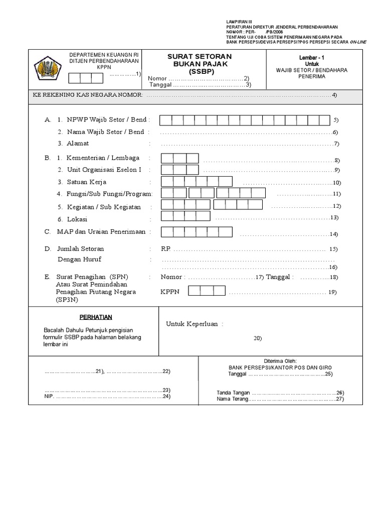 Panduan Pengisian Formulir SSBP dan SSPB | PDF