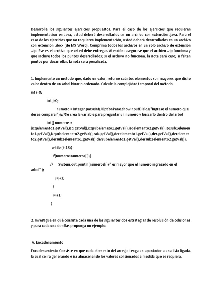 Desarrolle ejercicios de estructuras de datos y algoritmos | PDF | Java (lenguaje de ...