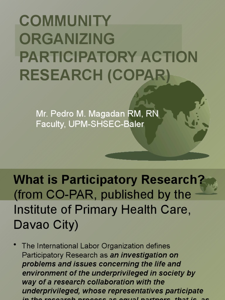 COMMUNITY ORGANIZING PARTICIPATORY ACTION RESEARCH (COPAR) (Autosaved ...