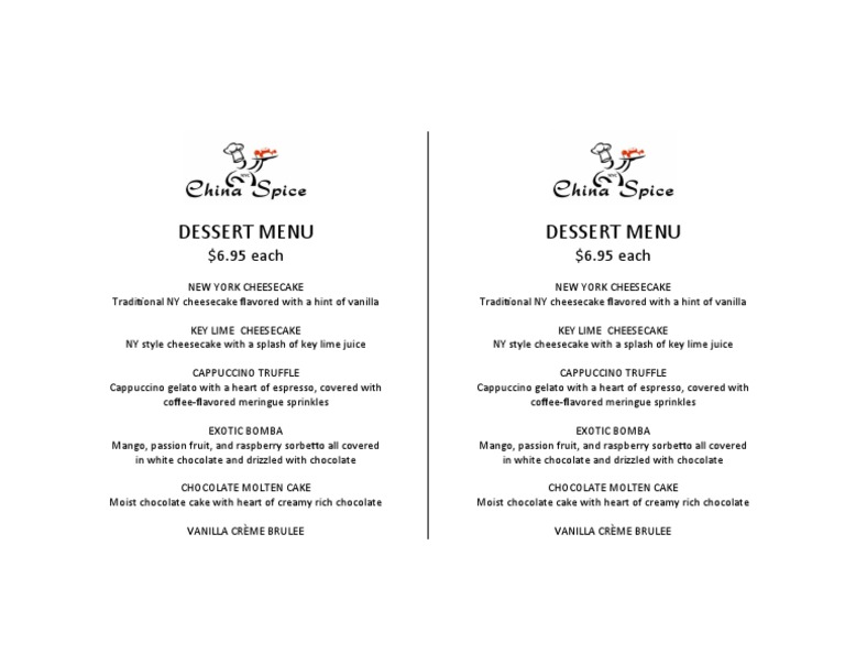 Dessert Menu | PDF