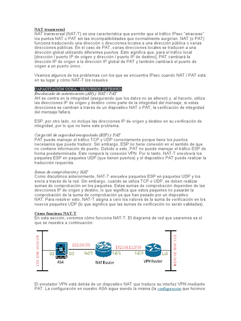 Cómo Funciona NAT Transversal en IPsec | PDF | Protocolos de internet ...