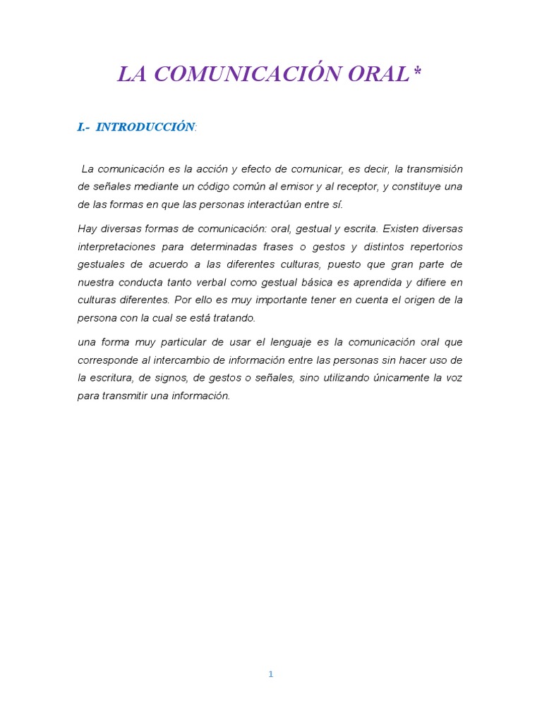 Comunicación Oral: Definición y Tipos | PDF | Habla | Comunicación