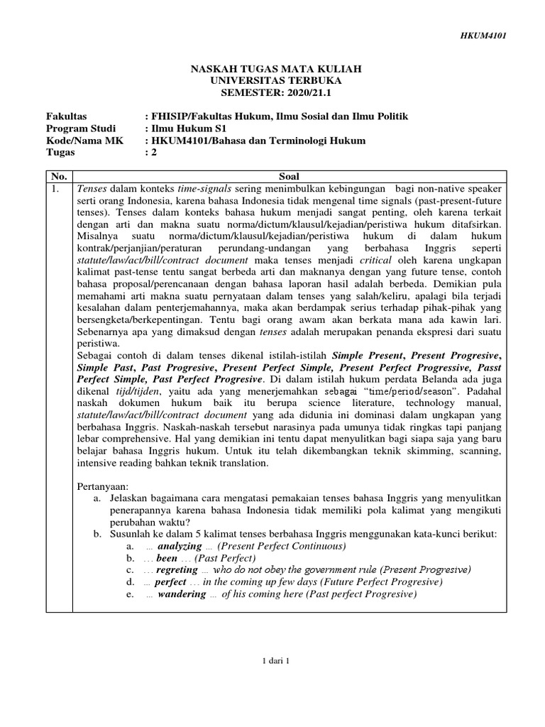 Naskah Hkum4101 Tugas2 | PDF