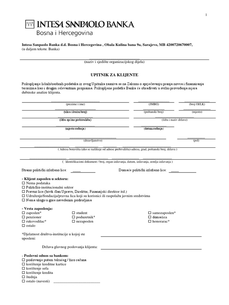 Upitnik Za Klijente | PDF