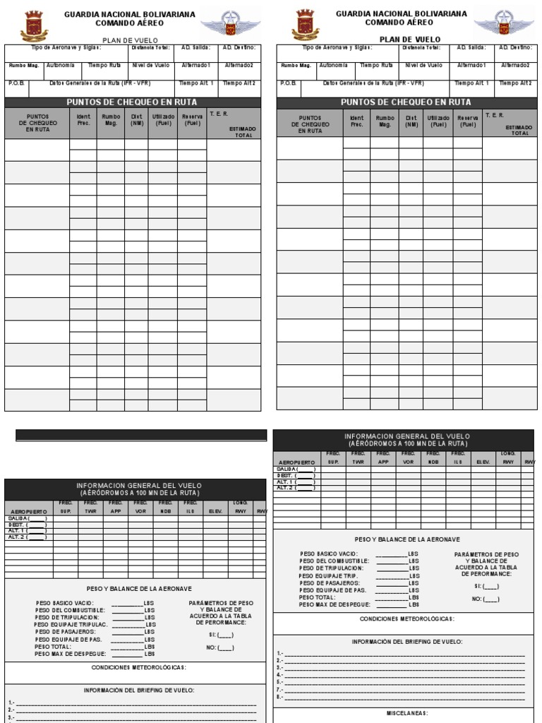 Formato Plan de Vuelo CAAGUARNAC 2013 | PDF | Reglas de vuelo por ...