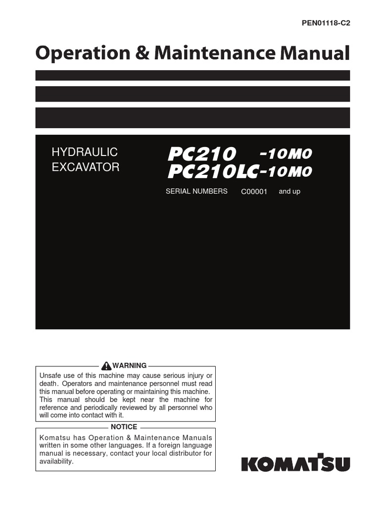 Operation & Maintenance Manual (PC210-10M0, PC210LC-10M0) | PDF ...