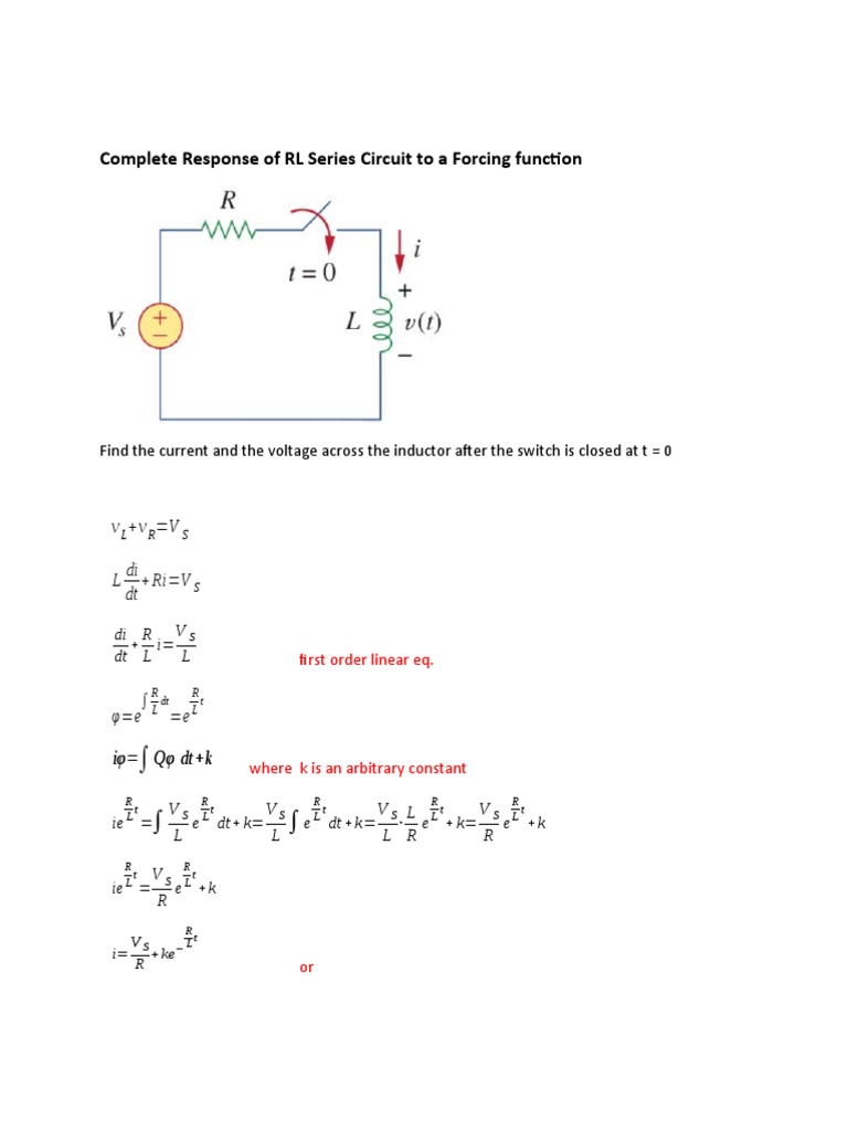 Complete Response of RL Series Circuit To A Forcing Function | PDF ...