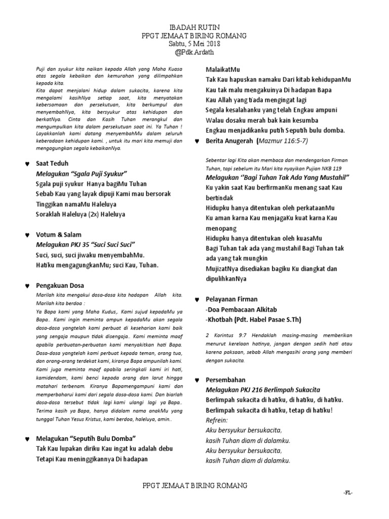 Liturgi Ibadah PPGT | PDF