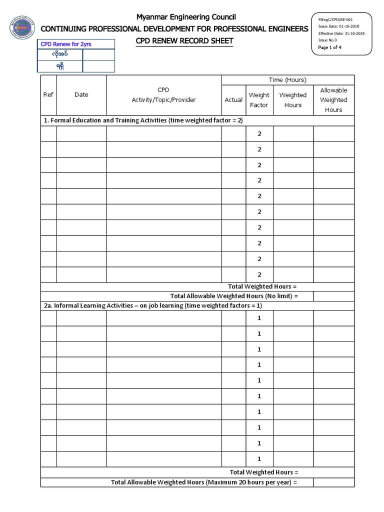 3.CPD Form PDF | PDF | Professional Development | Business