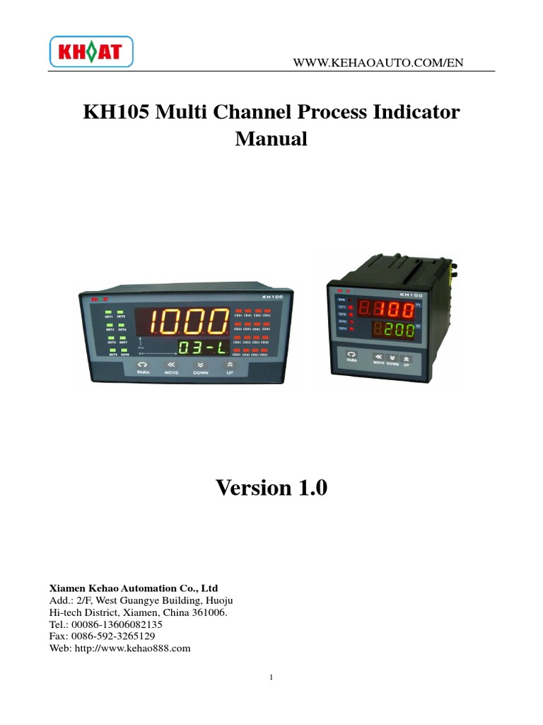 KH105 Multi Channel Process Indicator Manual: Xiamen Kehao Automation ...