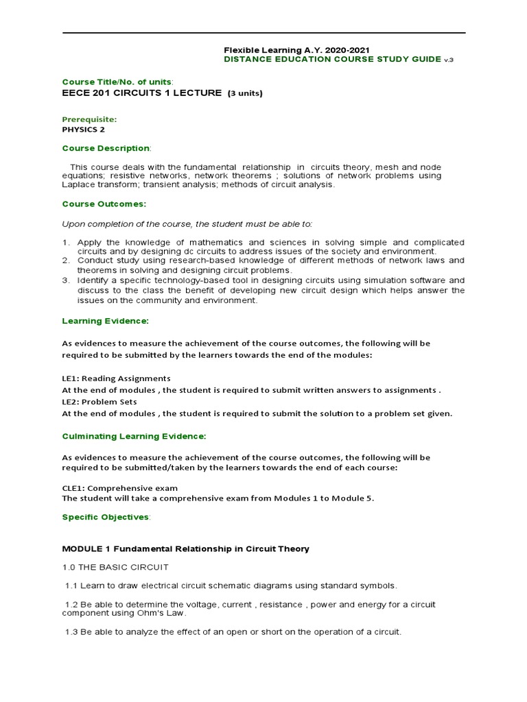 CIRCUITS 1 Course Guide | PDF | Electrical Network | Series And ...