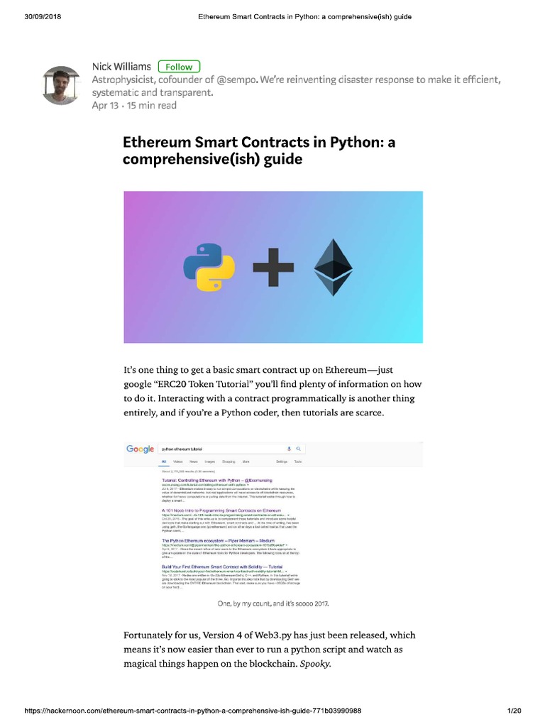 Ethereum Smart Contract In Python Comprehensive Guide Pdf Pdf