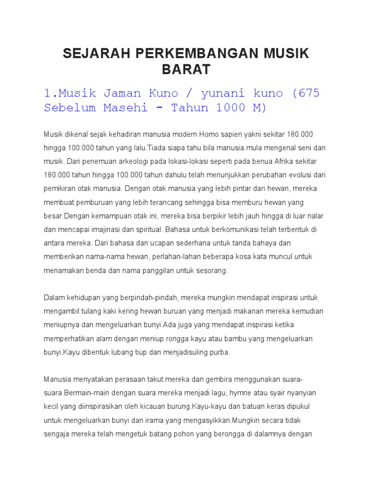 Sejarah Perkembangan Musik Barat | PDF | Seni