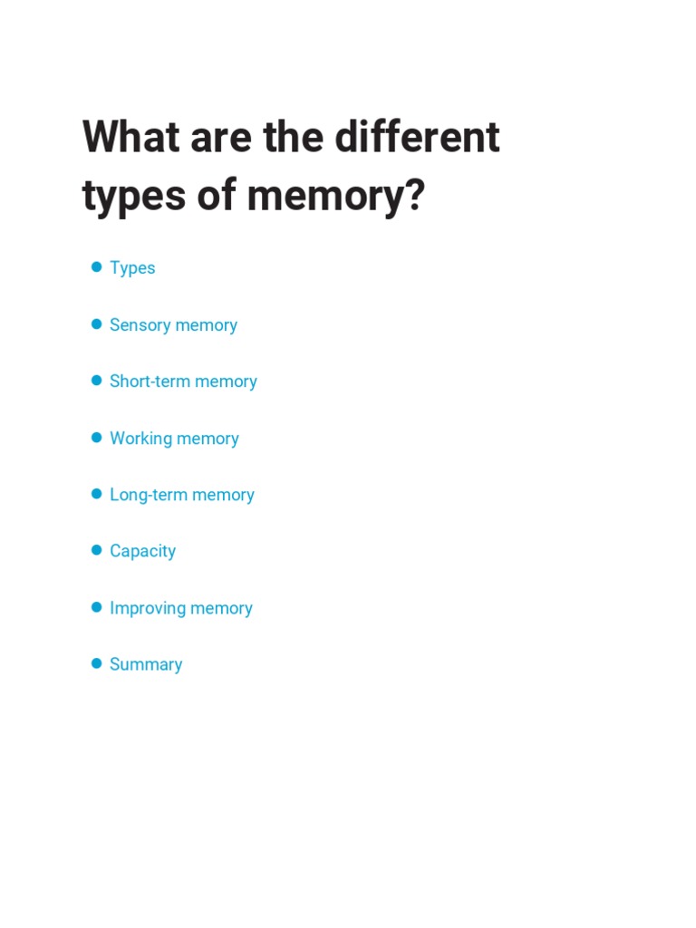 What Are The Different Types of Memory | PDF | Long Term Memory | Memory