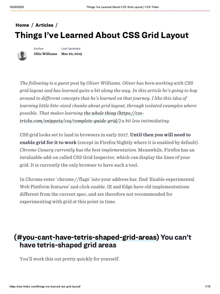Things Ive Learned About Css Grid Layout Css Tricks Pdf Pdf Page Layout Cascading Style