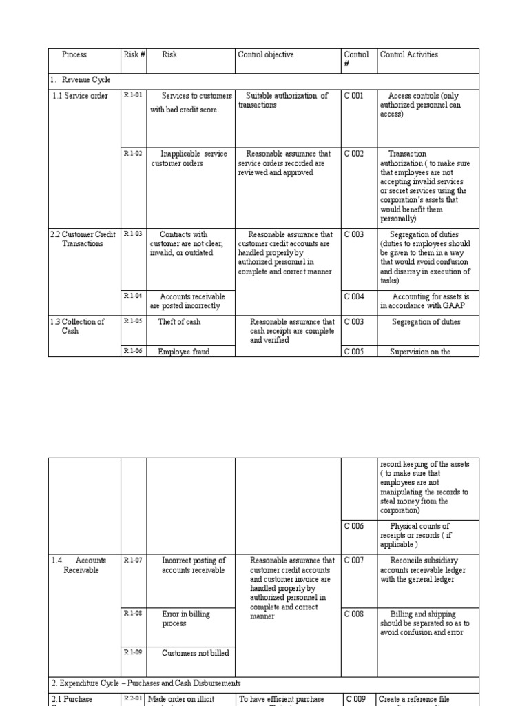 Risk and Control Matrix | PDF | Cash | Payroll