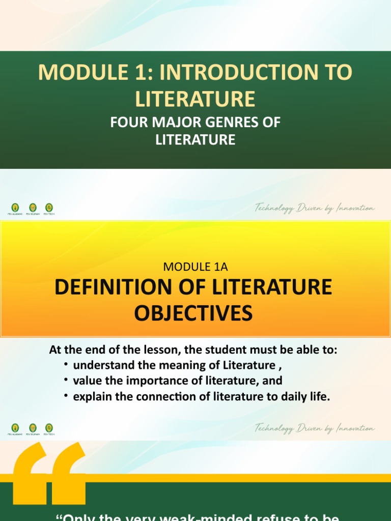 (m1 Main) Lm1 Introduction To Literature | PDF | Genre | Poetry