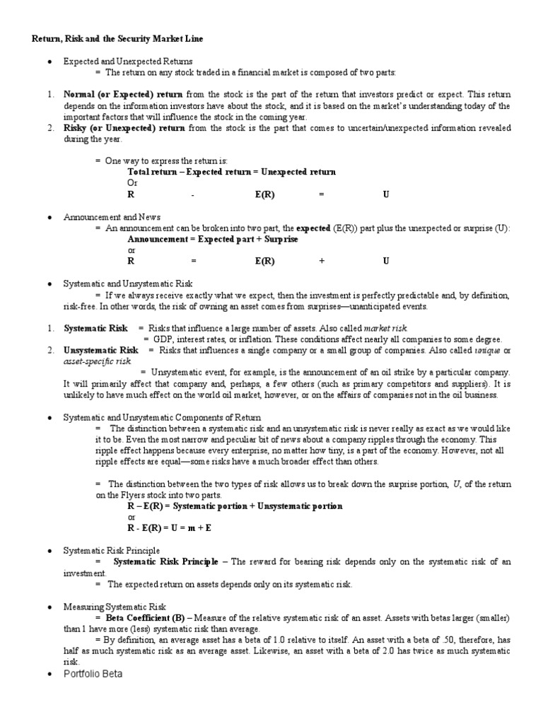 Systematic Risk Principle Explained | PDF | Beta (Finance) | Risk