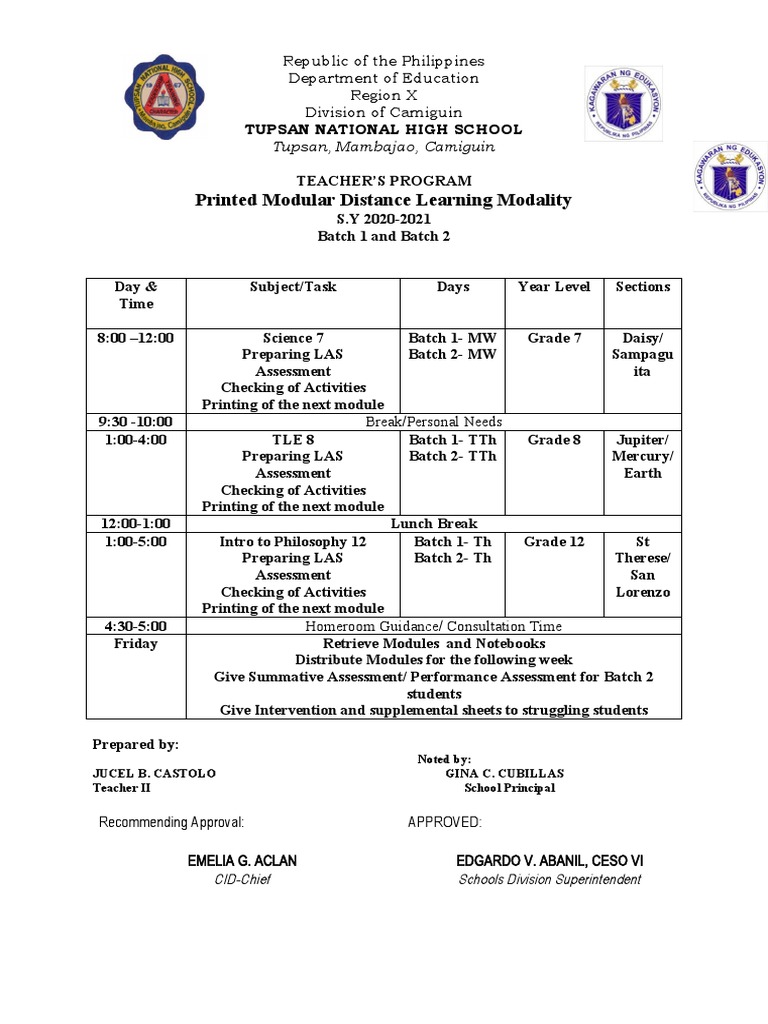 Teachers Program Printed Modular Learning Modality | PDF | Education ...