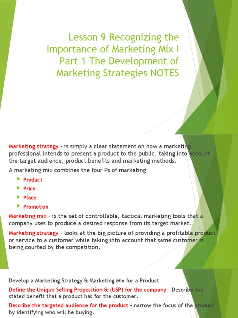 Lesson 9 Recognizing The Importance of Marketing Mix I Part 1 The ...