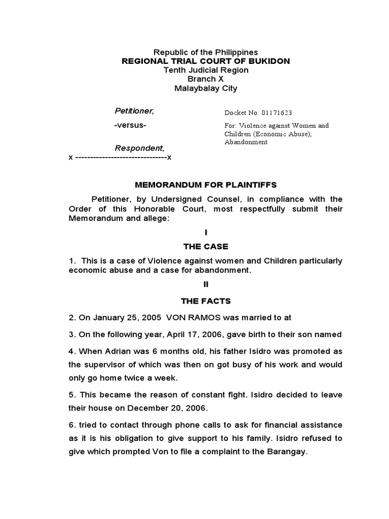 Legal Memorandum Blank | PDF | Husband | Marriage