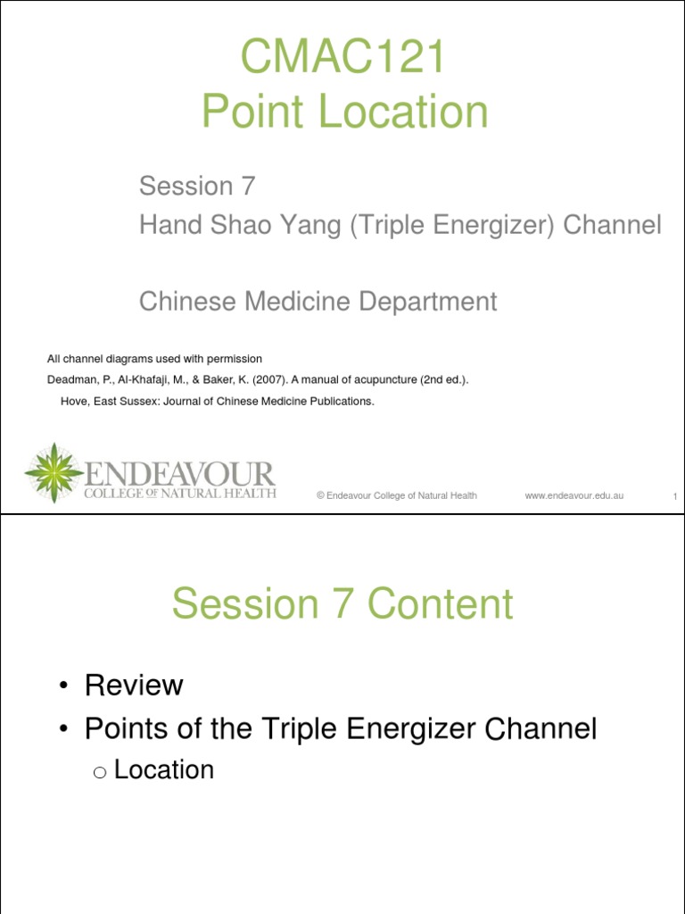 CMAC121 Point Location: Session 7 Hand Shao Yang (Triple Energizer ...
