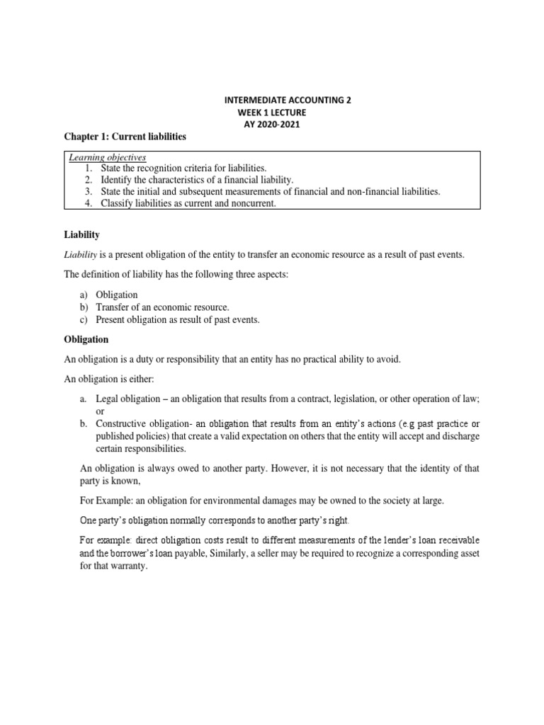 Intermediate Accounting 2 Week 1 Lecture AY 2020-2021 Chapter 1 ...