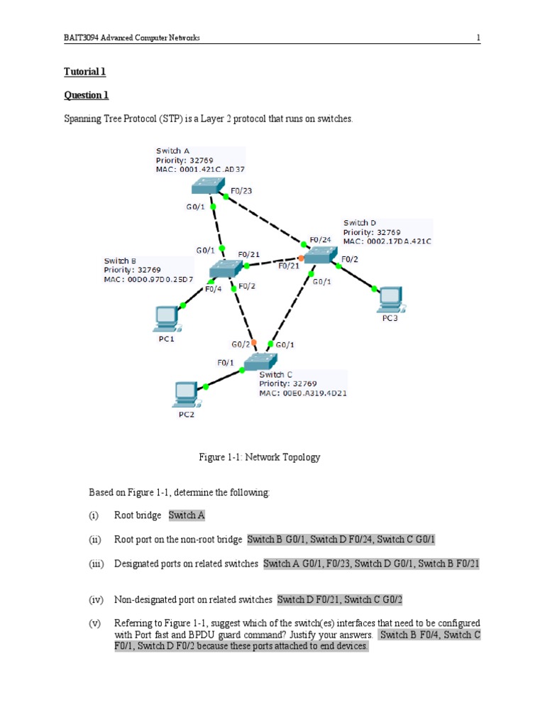 Tutorial 1: BAIT3094 Advanced Computer Networks 1 | PDF | Computer Mediated Communication ...