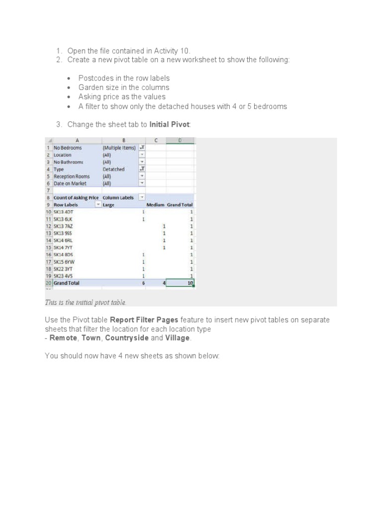 Excel Pivot Table Creation Guide | PDF