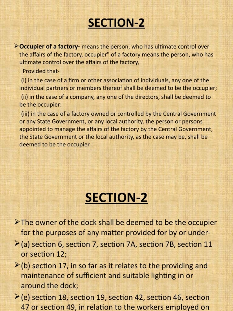 Section-2: Occupier of A Factory | PDF | License | Occupational Safety ...