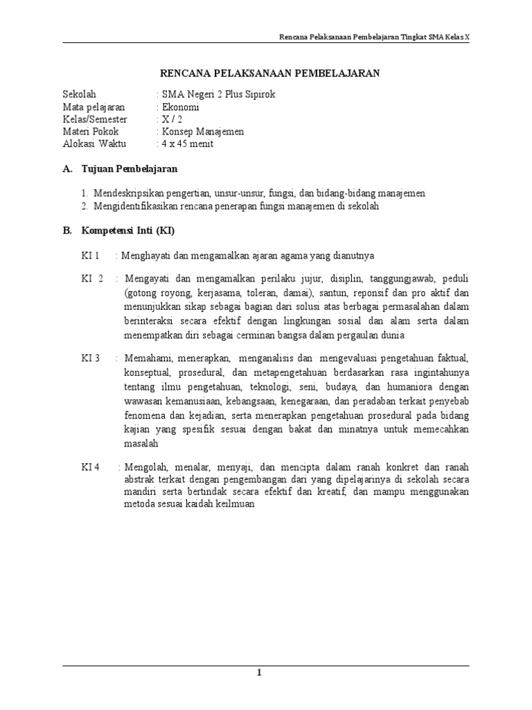 RPP Konsep Manajemen | PDF