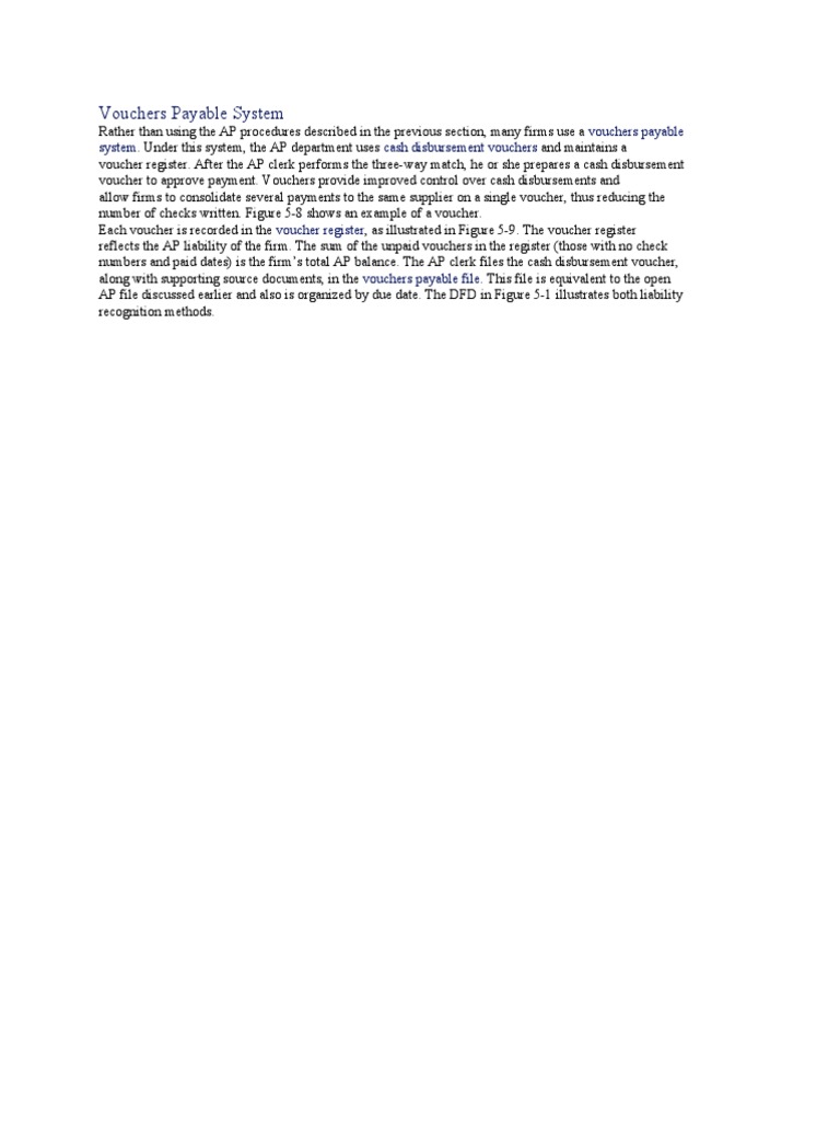 Vouchers Payable System | PDF | Finance & Money Management | Computers
