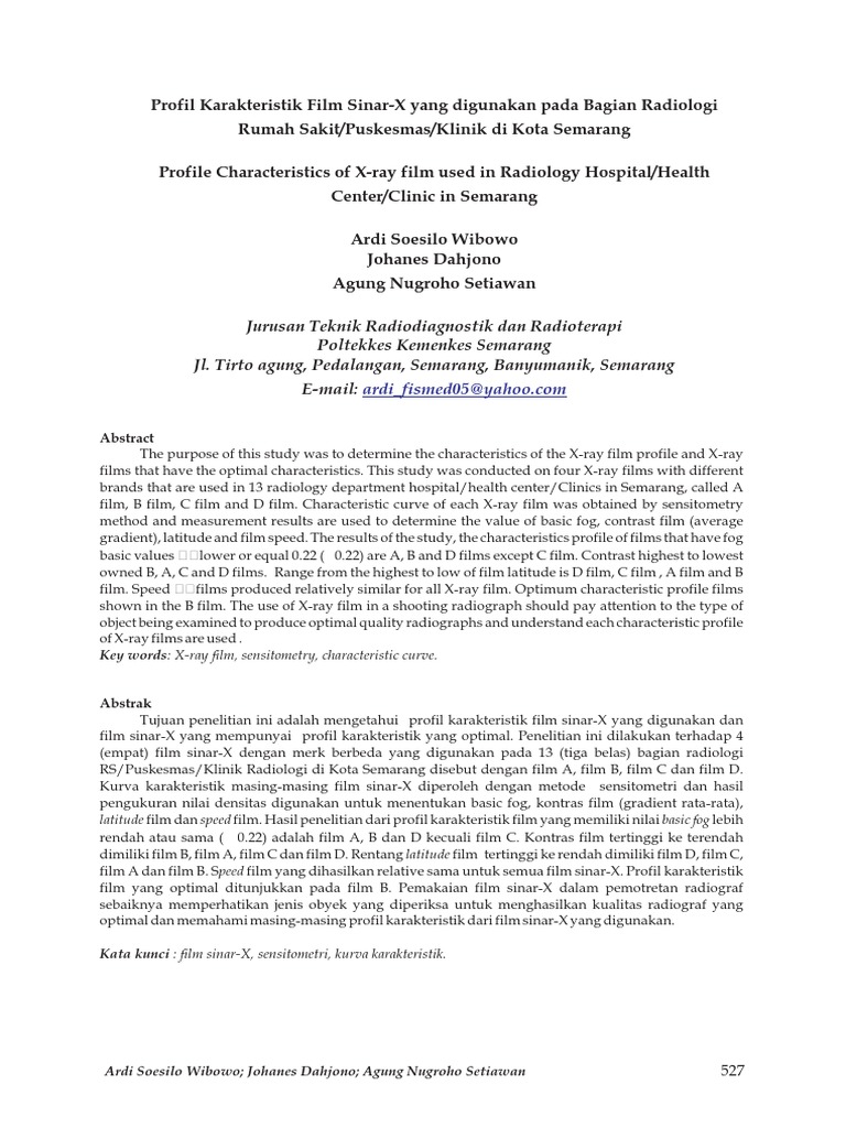 Karakteristik Film Sinar-X Yang Digunakan Pada Radiologi | PDF ...