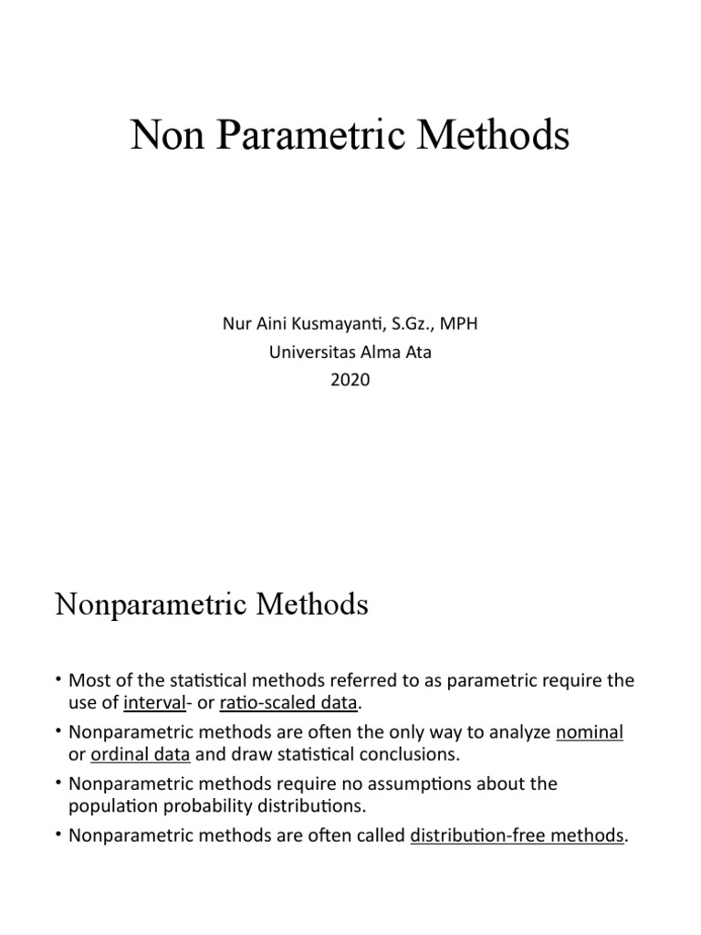 Non-Parametric Methods | PDF | Nonparametric Statistics | Mann–Whitney ...