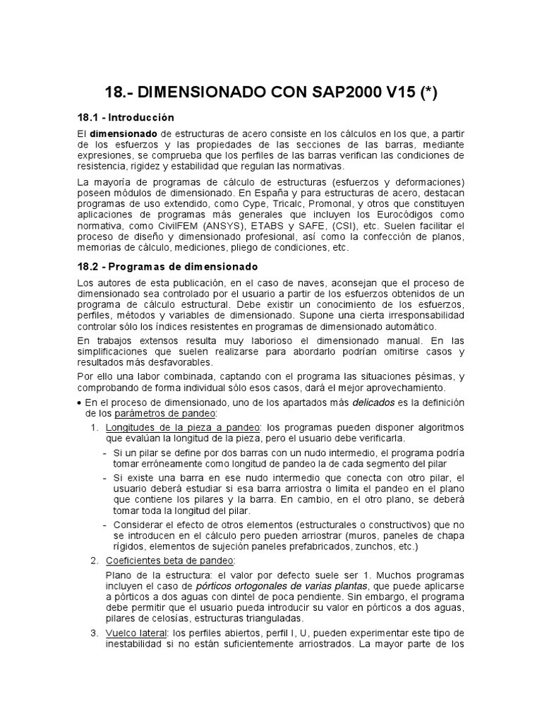 Dimensionado de Estructuras con SAP2000 | PDF | Pandeo | Braguero