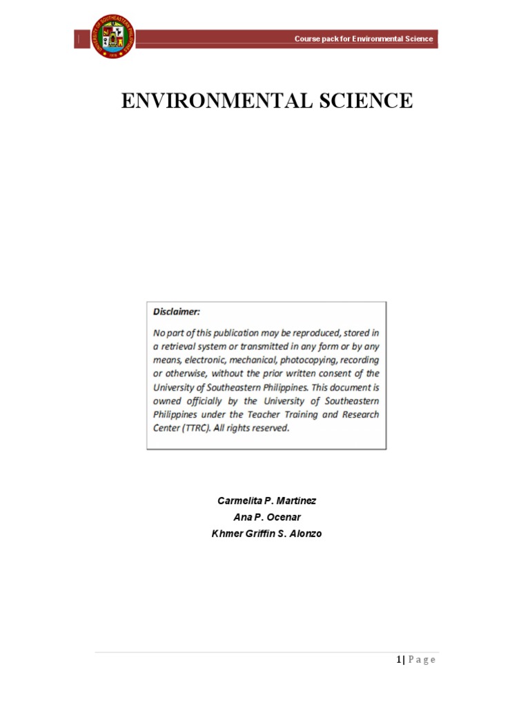 EGE 311 Environmental Science Course Pack | PDF | Atmosphere Of Earth ...