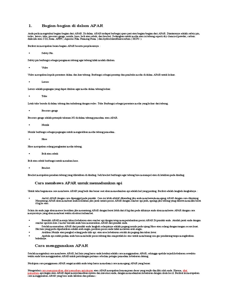 Bagian dan Cara Menggunakan APAR | PDF