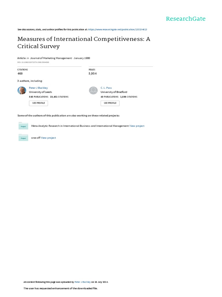Measures of International Competitiveness: A Critical Survey | PDF ...