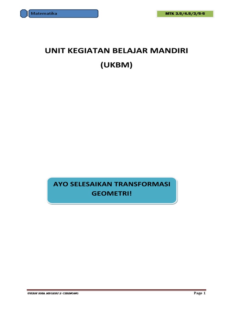 UKBM 3.5 Transformasi Geometri PDF | PDF