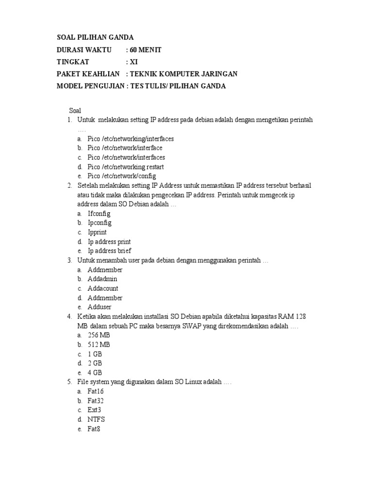 Latihan Soal Uas Gasal 2019-2020 | PDF