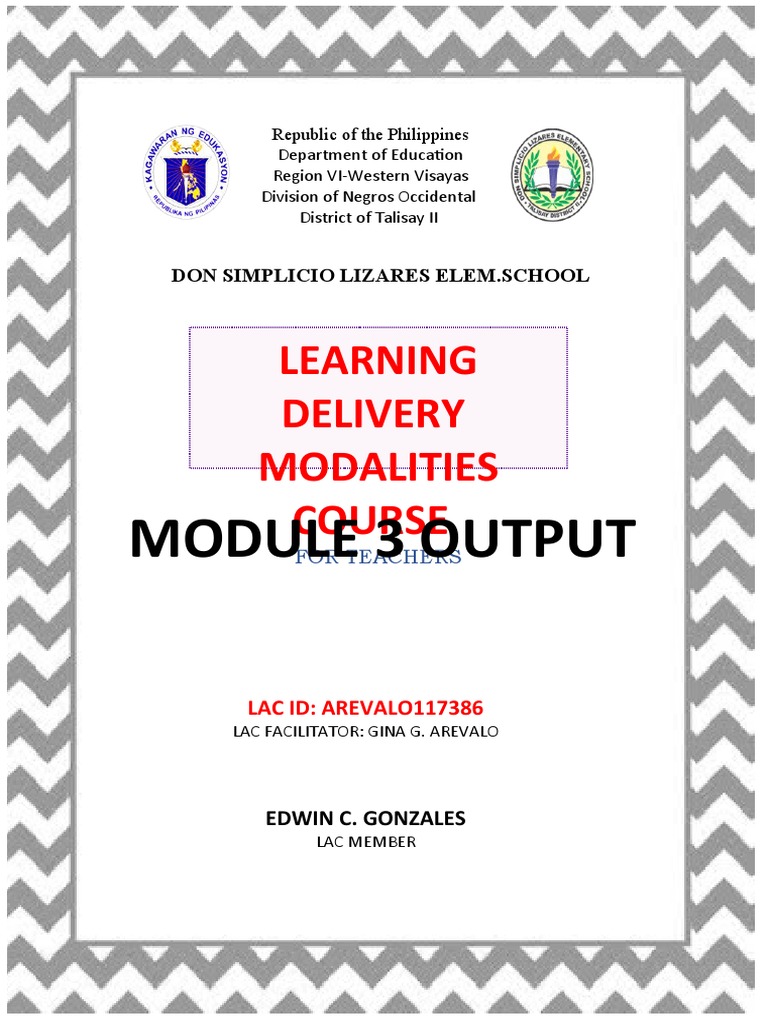 Learning Delivery Modalities Course: Module 3 Output | PDF ...