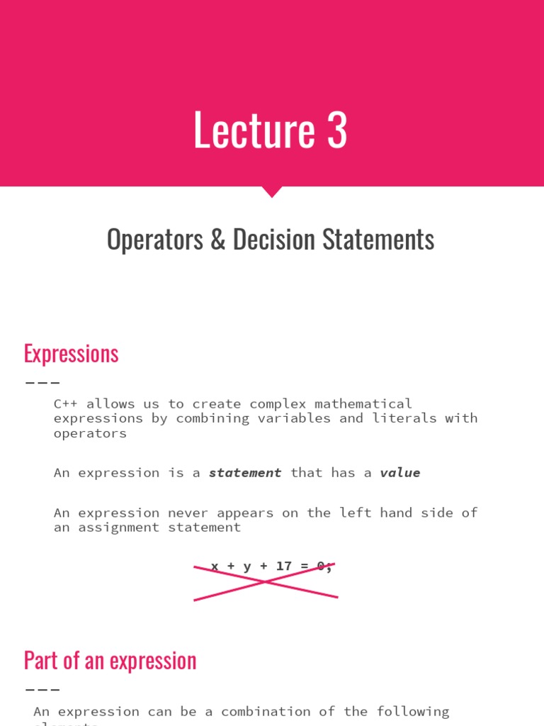 Operators & Decision Statements | PDF | Computer Programming | Teaching ...