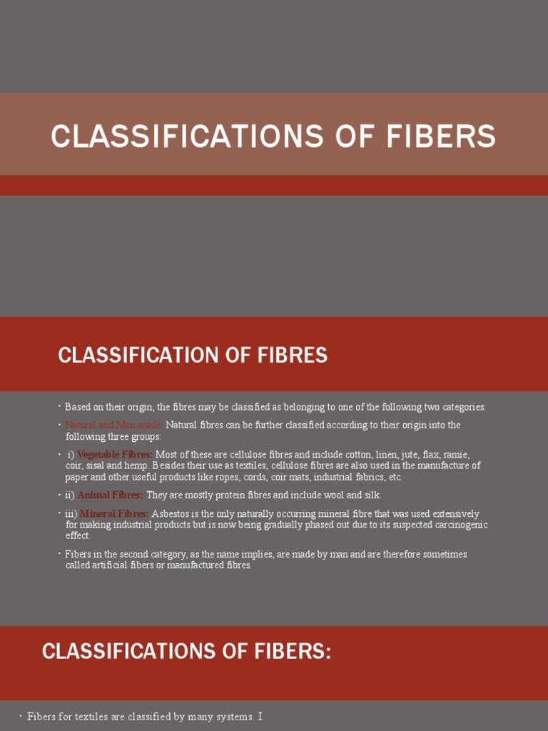 Fibers and Its Classifications | PDF | Fibers | Synthetic Fiber