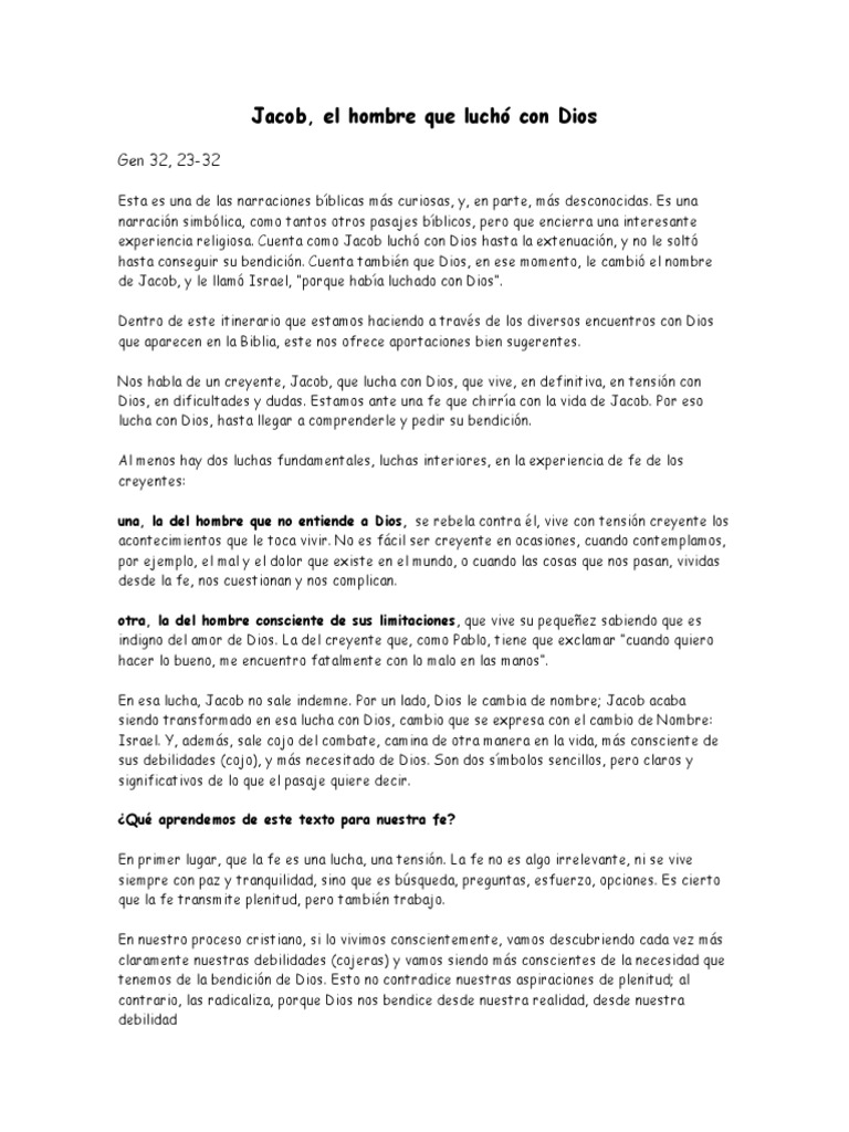 La Lucha de Jacob con Dios | PDF | Jacob | Dios