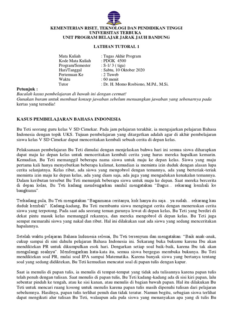 Latihan-1 Pdgk4500-Tap PDF | PDF