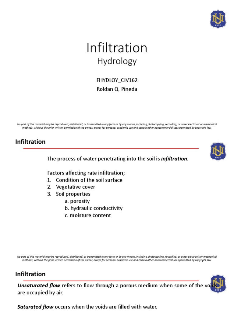 Hydrology Infiltration PDF | PDF | Porosity | Natural Materials