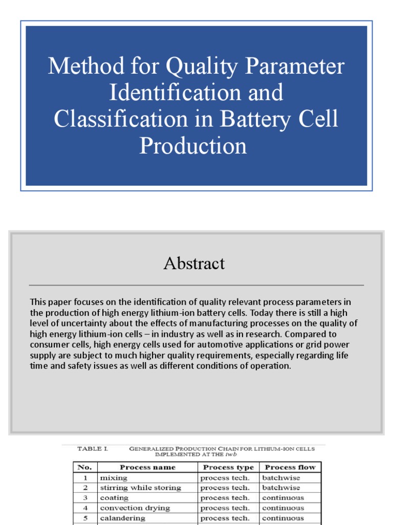Method For Quality Parameter Identification and Classification in | PDF ...
