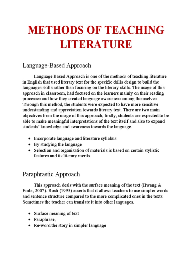 Methods of Teaching Literature | PDF | Literary Criticism | Knowledge