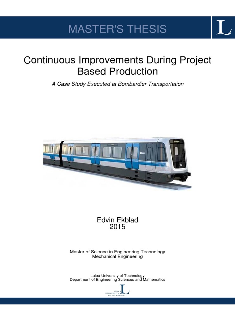 Master'S Thesis: Continuous Improvements During Project Based ...