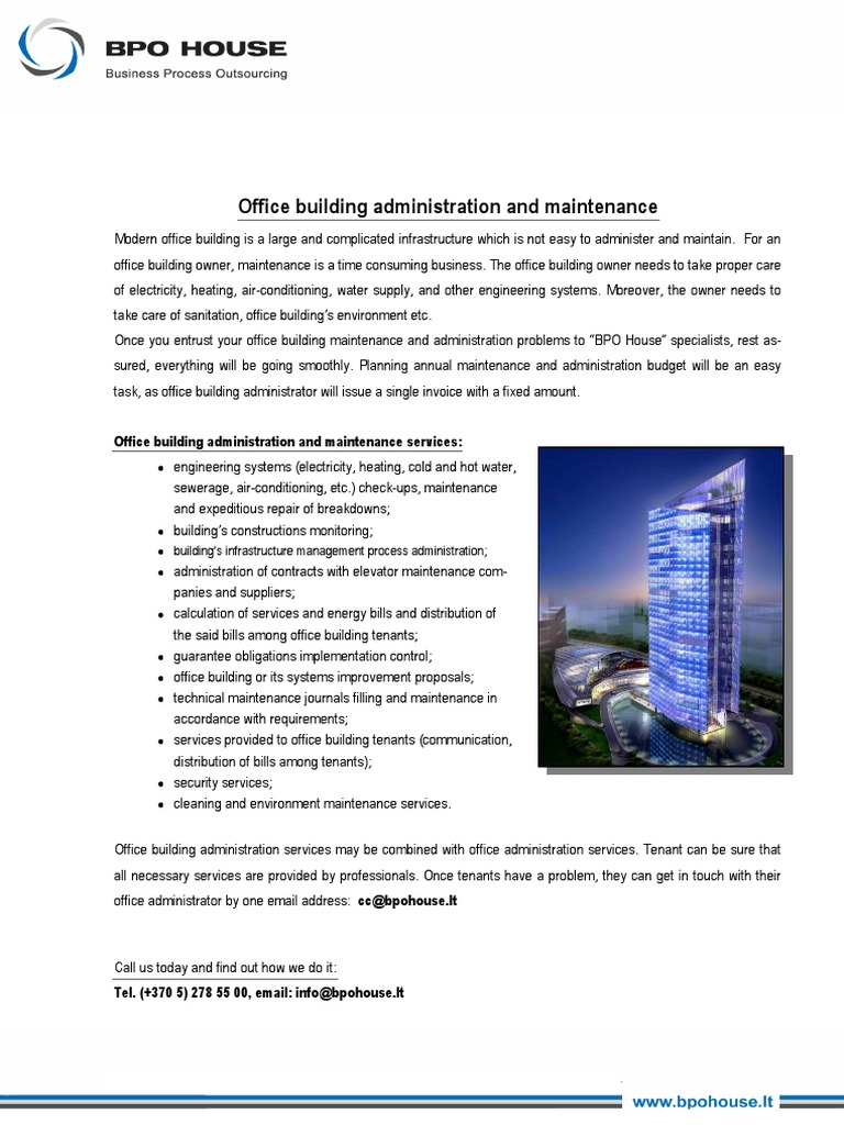 Office Building Administration and Maintenance Services | PDF